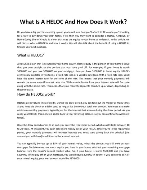 PPT What Is A HELOC And How Does It Work PowerPoint Presentation Free Download ID