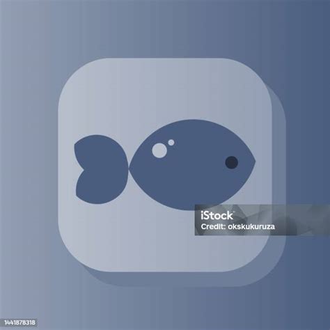 블루 피쉬 3d 버튼 윤곽선 아이콘입니다 건강 한 영양 개념입니다 파란색 배경에 격리된 파란색 물고기 3d 기호 기호 벡터 그림