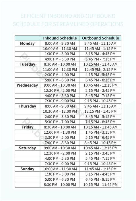 efficient inbound and outbound schedule for streamlined operations