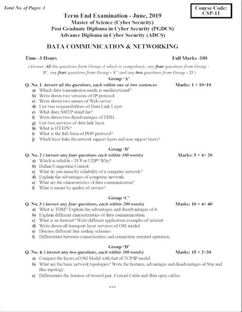 OSPU CSP Data Communication Networking June Question Paper University Question Papers