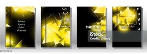 이 책을 설정하여 라이트 트라이앵글의 배경을 덮습니다 3d 삼각형의 추상 구성 현대 기하학적 노란색 배경 은 검은 색을 고립 0명에 대한 스톡 벡터 아트 및 기타 이미지