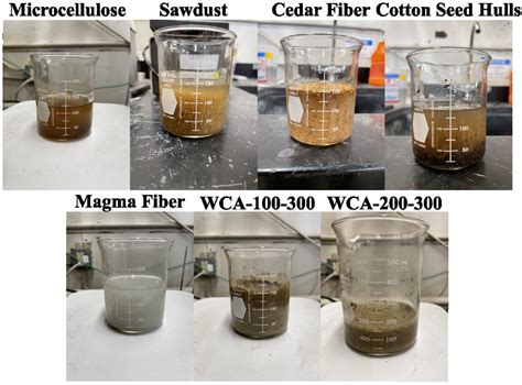 examples of mixtures prior to testing with the microcellulose