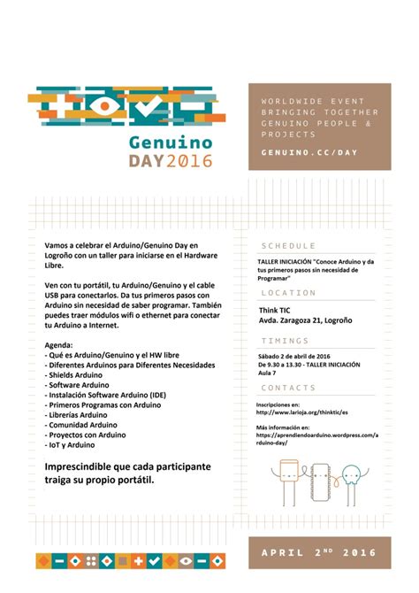 Agenda Arduinogenuino Day 2016 Logroño Aprendiendo Arduino