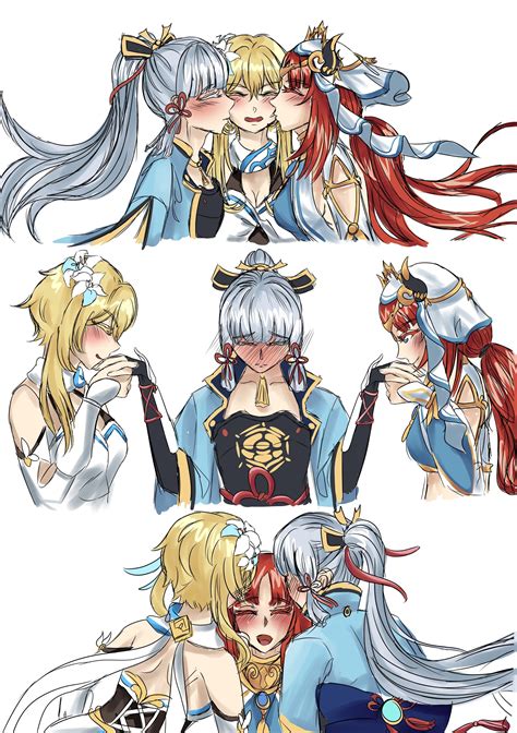 Nilou X Ayaka X Lumine [genshin Impact] [lukasphere] R Polyyuri