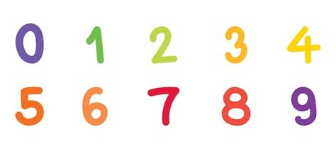 흰색 배경에 고립 된 번호 19 손으로 그리는 벡터 일러스트 레이 션의 집합 프리미엄 벡터