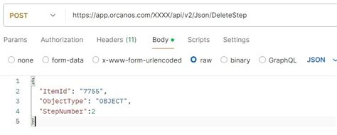Delete Step Api Orcanos Helpcenter
