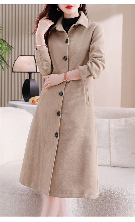 여성 봄 가을 A라인 두꺼운 모직 롱 코트 유럽풍 슬림핏 데일리 캐주얼 정장 오피스룩 4xl 부드럽고 편안한 원단 에이블리