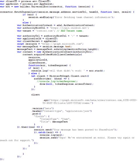 Microsoft Bot Framework Integrating Microsoft Teams Graph Api And Sharepoint Thrive