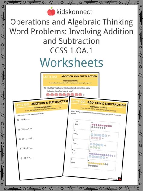 Operations And Algebraic Thinking Word Problems Involving Addition And Subtraction Ccss 1oa1