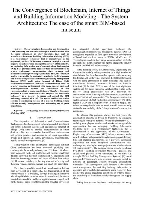 Pdf The Convergence Of Blockchain Internet Of Things Iot And Building Information Modeling
