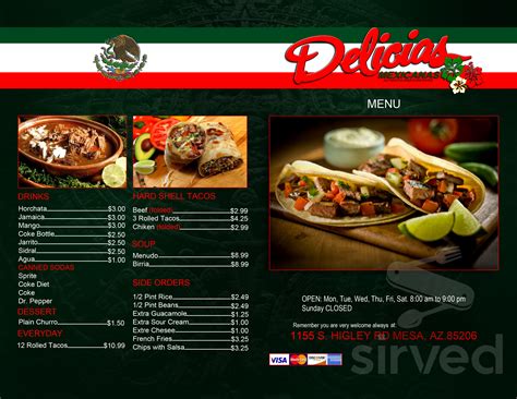 Delicias Mexicanas Menu In Mesa Arizona Usa