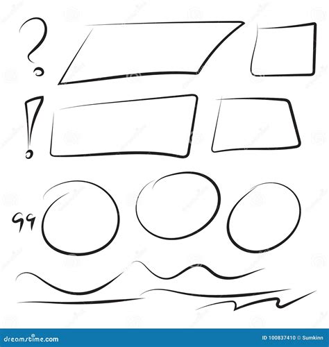 Set Hand Drawn Rectangle Stock Vector Illustration Of Question 100837410