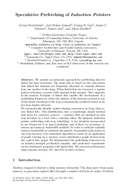 Pdf Speculative Prefetching Of Induction Pointers