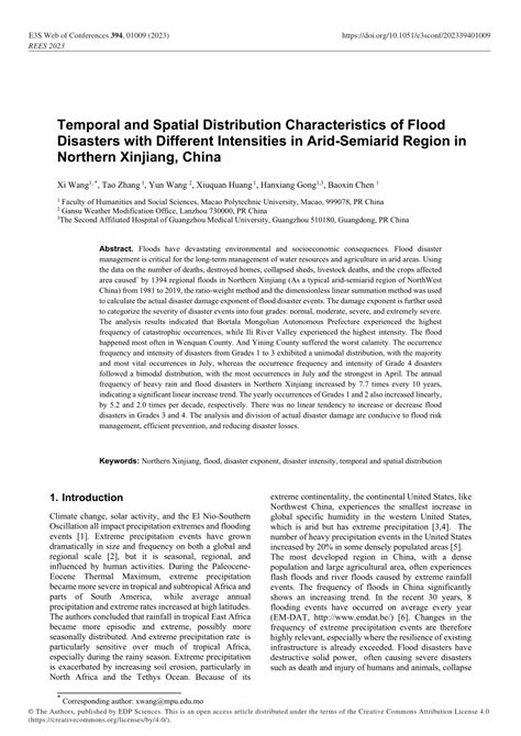 Pdf Temporal And Spatial Distribution Characteristics Of Flood