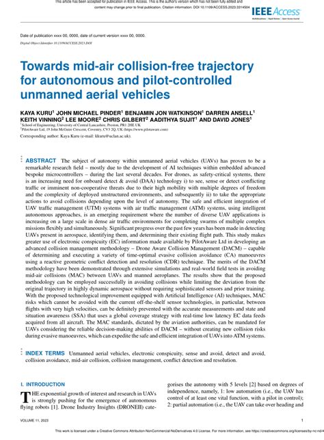 Pdf Towards Mid Air Collision Free Trajectory For Autonomous And Pilot Controlled Unmanned