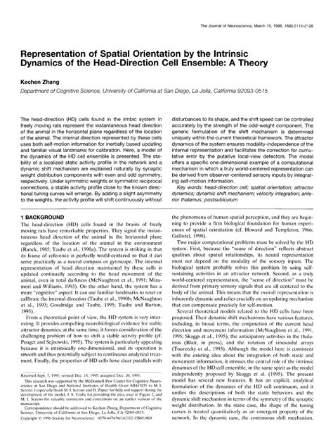 Representation Of Spatial Orientation By The Intrinsic Dynamics Of The Head Direction Cell