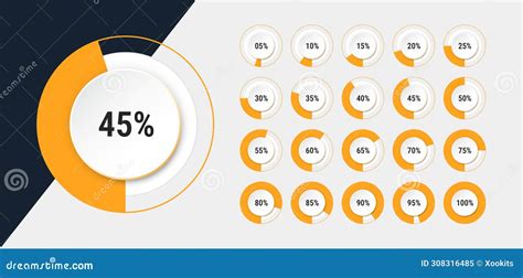 Circular Loading Timer Or Progress Bar And Elements For User Interface Design Stock Vector