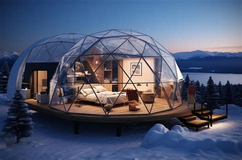 Arctic Dreams Inside A Crystal Igloo Under Starlight Premium Ai Generated Image