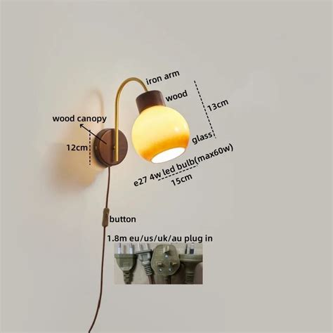 Afralia™ Led Wall Sconce Pull Chain Switch Modern Stair Lights Glass W