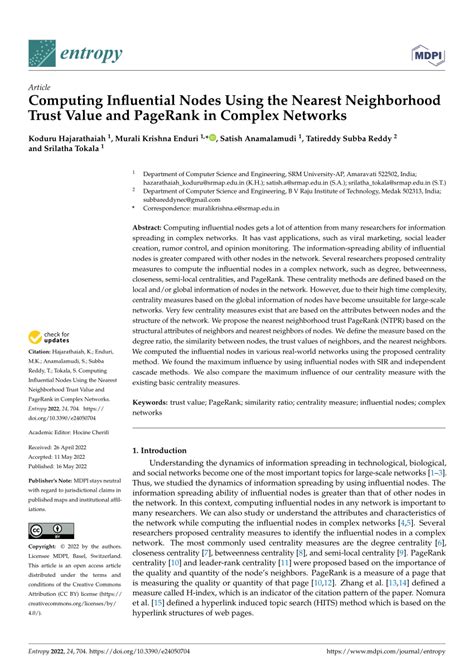 Pdf Computing Influential Nodes Using The Nearest Neighborhood Trust