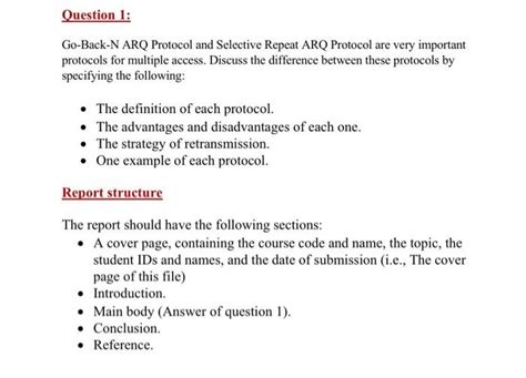 Solved Question 1 Go Back N Arq Protocol And Selective