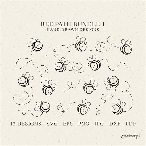 Bee Path Plotter File Svg Dxf Png Insect Cricut Cute Silhouette