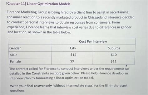 Solved Chapter 11 Linear Optimization Models Florence
