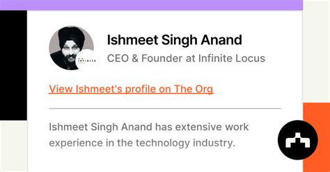 Ishmeet Singh Anand Ceo And Founder At Infinite Locus The Org