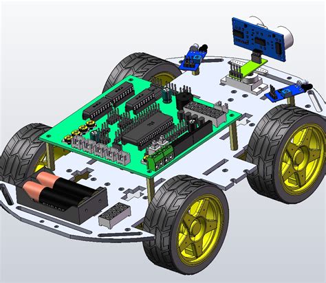 红外避障小车solidworks 2016模型图纸下载 懒石网