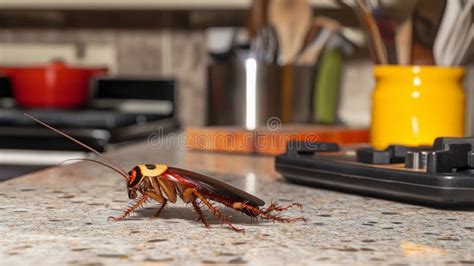 Cockroach On Kitchen Counter Stock Image Image Of Creepy Cockroach