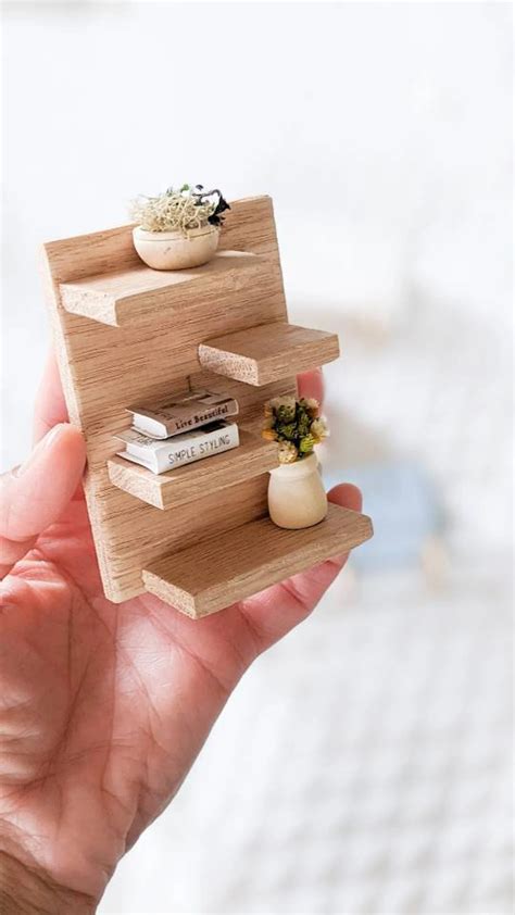 Dollhouse Miniature Shelf Wooden Miniature Floating Shelf Wall Decor