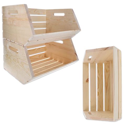 Pine Stackable Openfront Crate Large 3 Pack Birch Logs