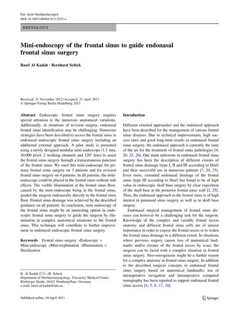 Pdf Mini Endoscopy Of The Frontal Sinus To Guide Endonasal Frontal Sinus Surgery Dokumen Tips