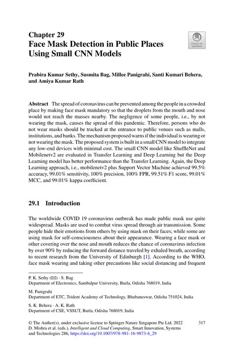 Pdf Face Mask Detection In Public Places Using Small Cnn Models