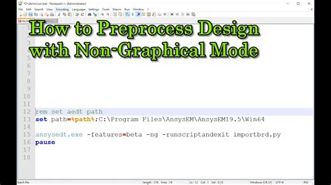 How To Preprocess Design With Non Graphical Mode Youtube