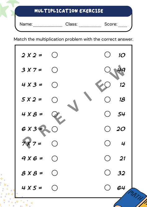 Multiplication Table Exercises For Students Masterbundles