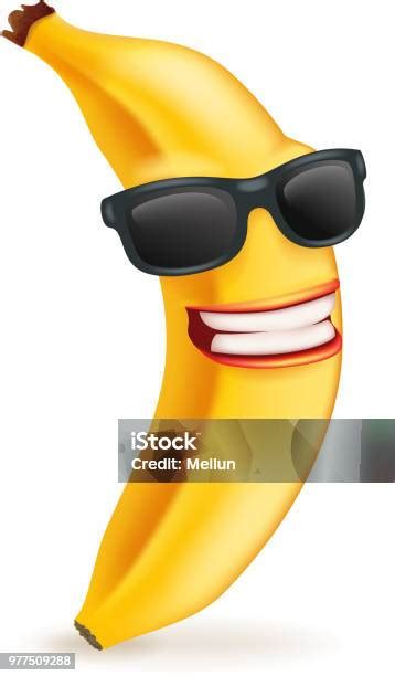 웃 고 바나나 만화 캐릭터 3d 음식 아이콘 디자인 벡터 일러스트 레이 션 선글라스 3차원 형태에 대한 스톡 벡터 아트 및 기타 이미지 3차원 형태 등장인물 바나나