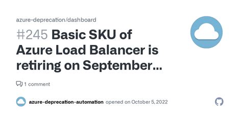 Basic Sku Of Azure Load Balancer Is Retiring On September 30th 2025 · Issue 245 · Azure