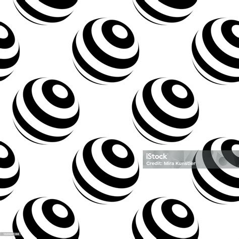 3d 기하학적 줄무늬 둥근 모양 구체 환상 효과 공 흑백 색상 스타일리시한 모던 미니멀리즘 그래픽 디자인 장식 요소 매끄러운