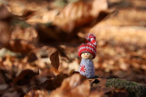 Premium Photo Doll Among Autumn Leaves
