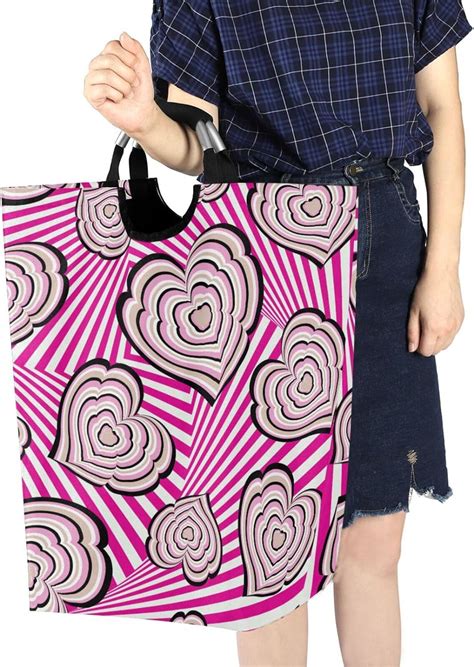 Baskets For Storage Containers Twisted Heart Art Striped Pink Valentines Day Collapsable Rope