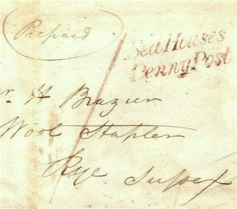 Gb Sussex Cover Sea Houses Penny Post Rye Skeleton Wool Letter 1841