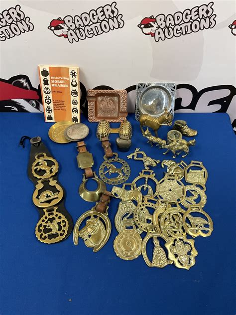 Box Of Brassware Including Horse Brasses And Book Badgers Auctions On
