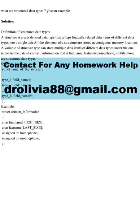 What Are Structured Data Types Give An Examplesolutiondefinipdf