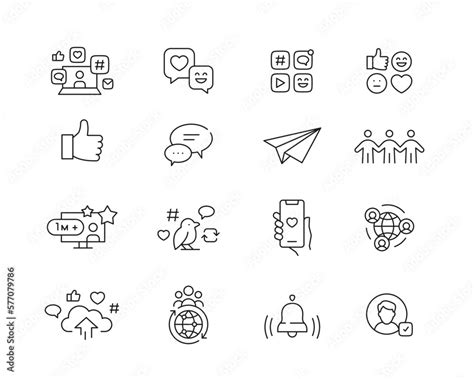 Photo And Art Print Social Media Icon Collection Containing 16 Editable Stroke Icons Borderline