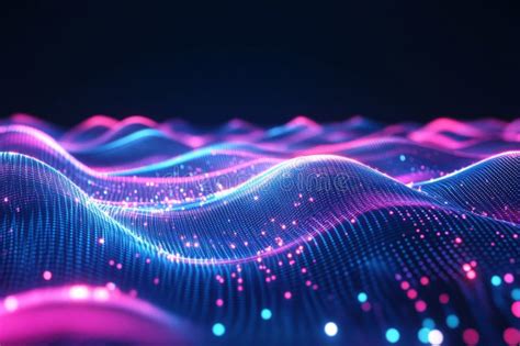 A Futuristic 3d Abstract Background Where A Floating Neon Waveform Stretches Across An Infinite