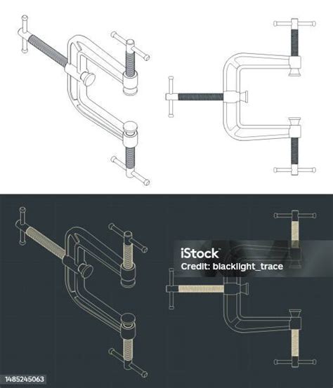 3방향 C클램프 청사진 건설 장비에 대한 스톡 벡터 아트 및 기타 이미지 건설 장비 공학 금속 Istock