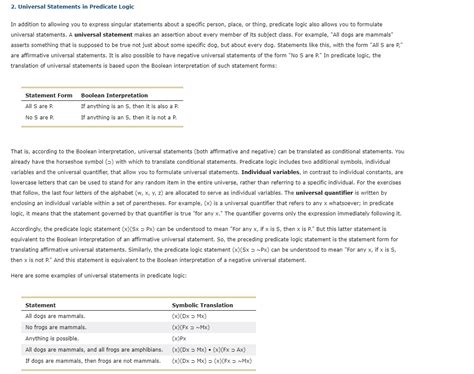 Solved Universal Statements In Predicate Logic In Chegg