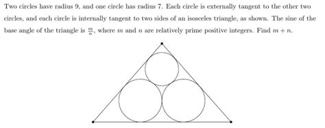 Solved Two Circles Have Radius And One Circle Has Radius Chegg Com