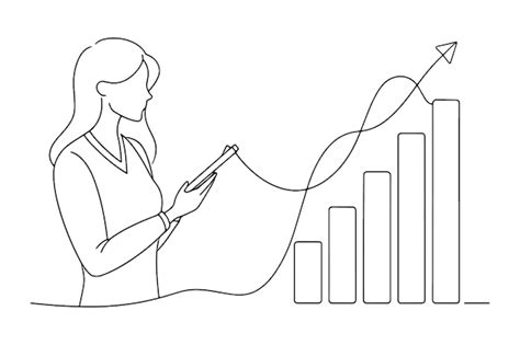 Premium Vector Woman Analyzing Data On Tablet With Graph Displayed